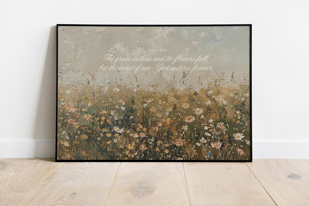 Isaiah Meadow Christian Wall Art Bible Verse Decor Wildflower Wall ...