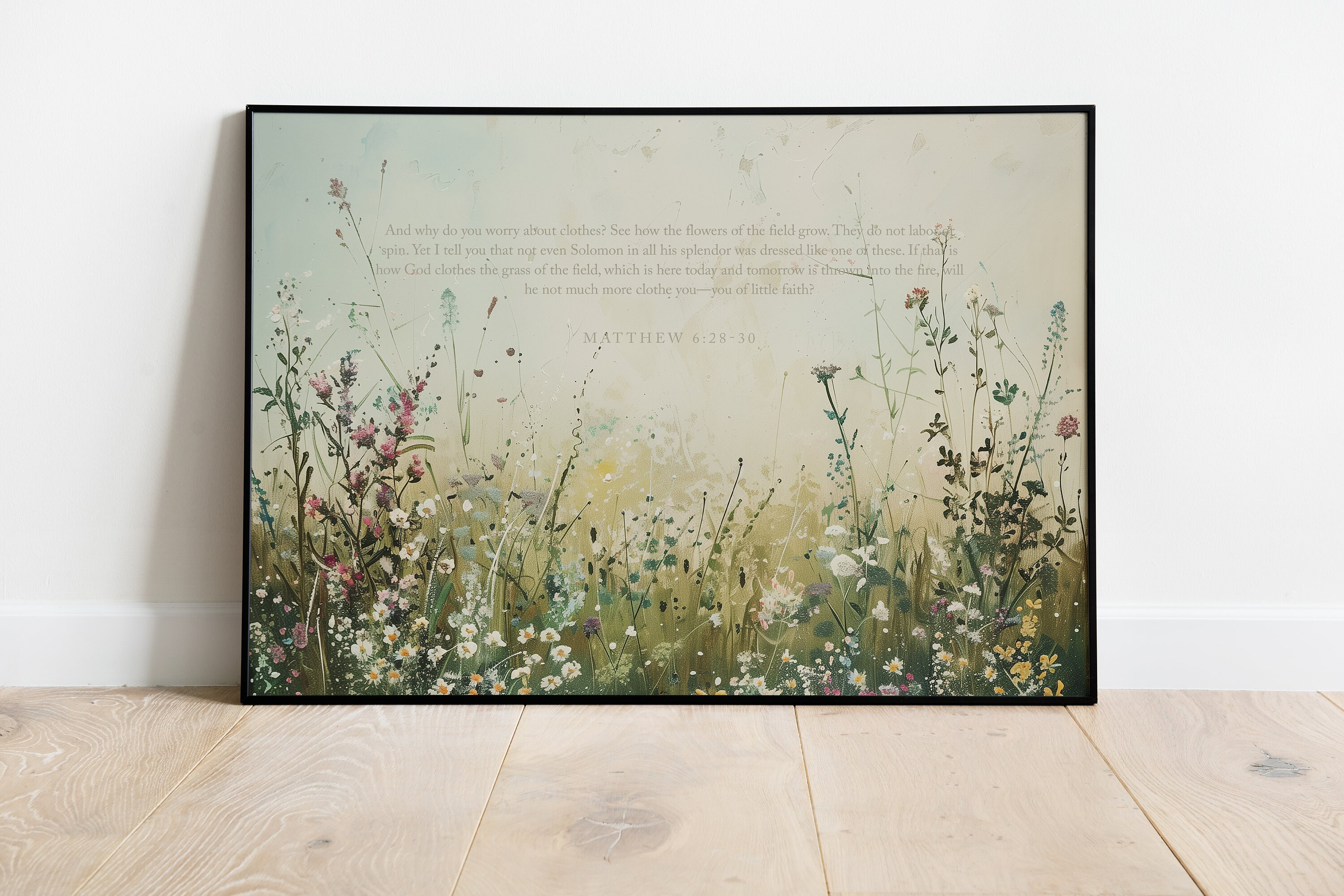 Matthew Wildflower Bible Verse Poster Christian Gallery Modern ...