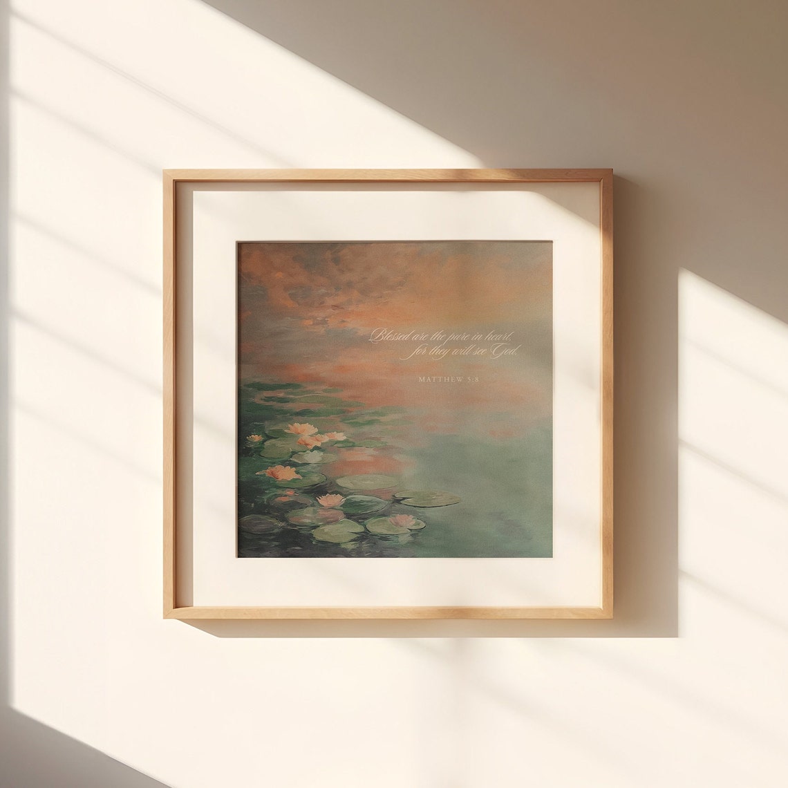 Matthew Christian Wall Art Vintage Water Lily Painting Blessed Are the ...