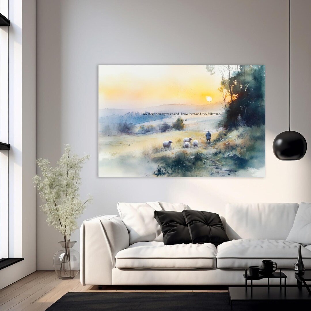 Pastoral Landscape Scripture Christian Wall Art Bible Verse Decor ...