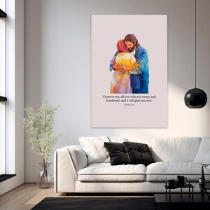 Jesus Hugging Christian Wall Art Bible Verse Decor Modern Christian ...