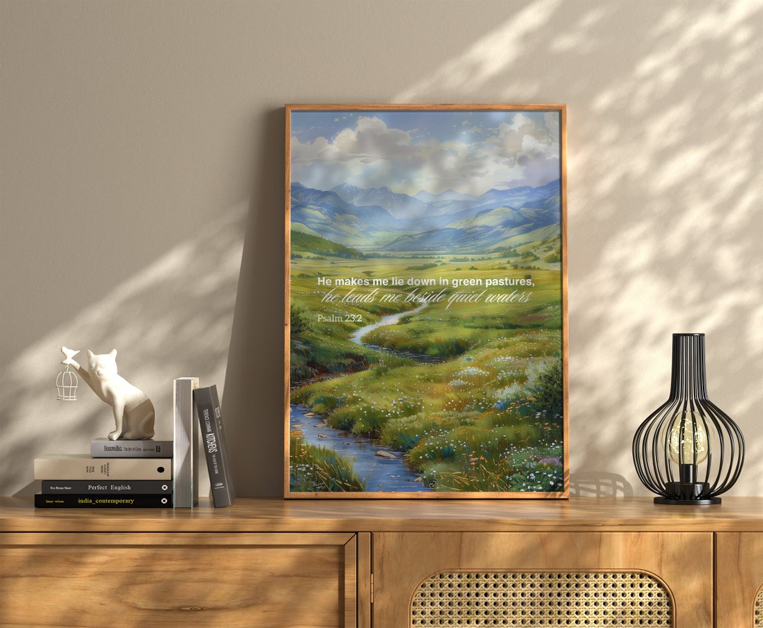 Christian Wall Art Watercolor Landscape Scenery Christian Poster Bible ...