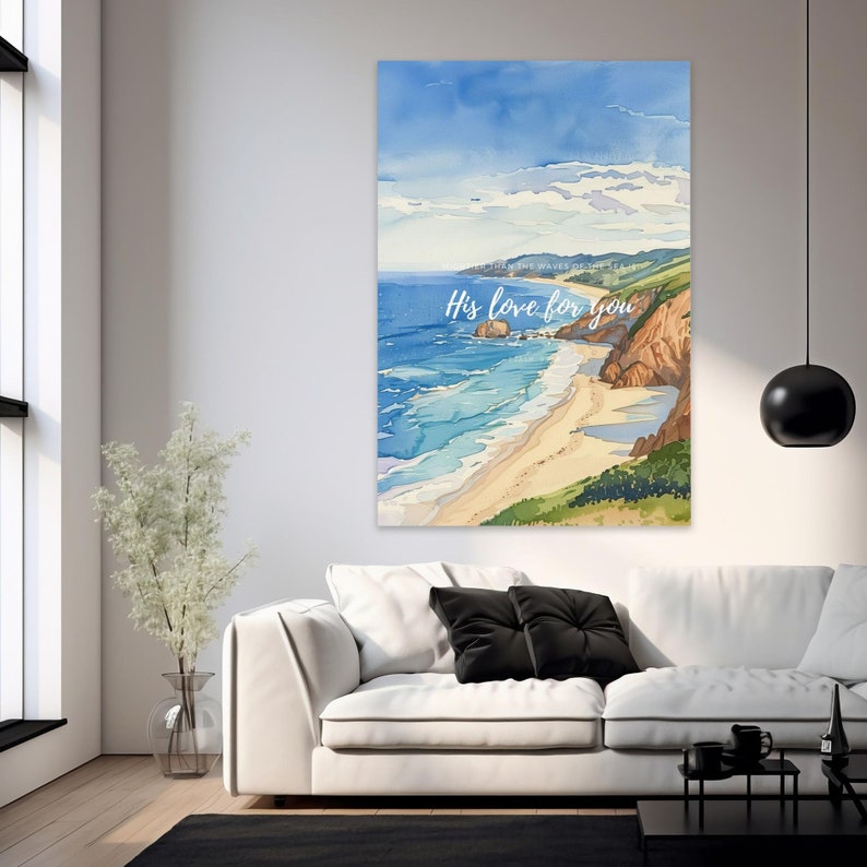 Coastal Landscape Beach Scenes Modern Christian Art Watercolor ...