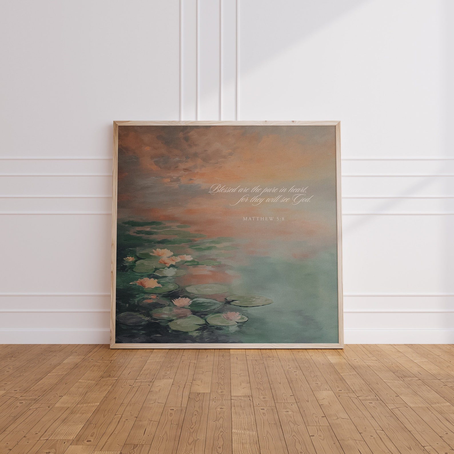 Matthew Christian Wall Art Vintage Water Lily Painting Blessed Are the ...