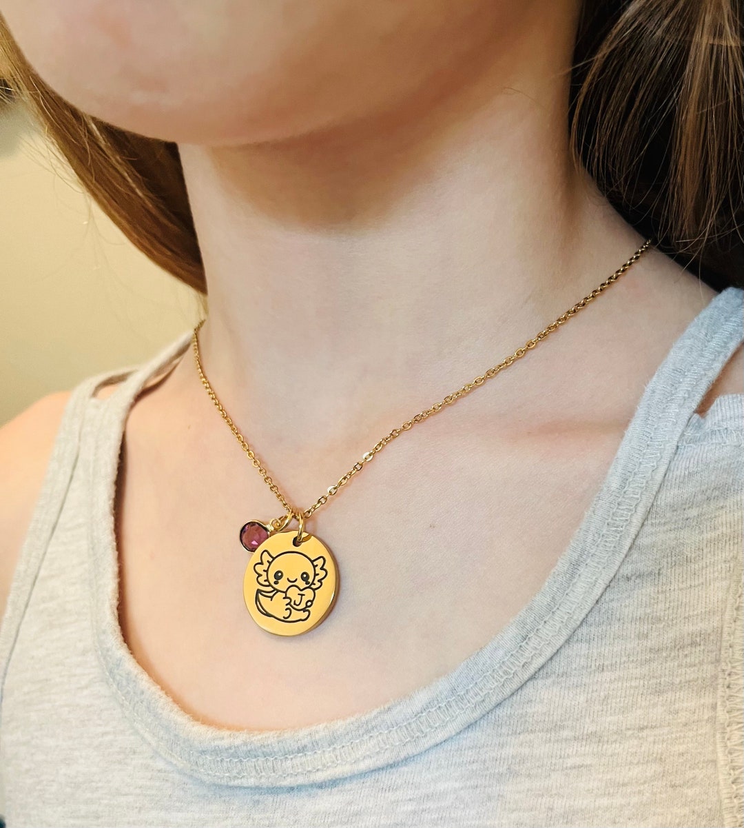 Axolotl Necklace, Axolotl Jewelry, Axolotl Initial Necklace, Axolotl ...