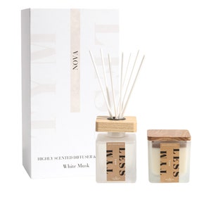 Aromatic Home Spa Set - Musk Reed Diffuser With Relaxing Candle Duo ...
