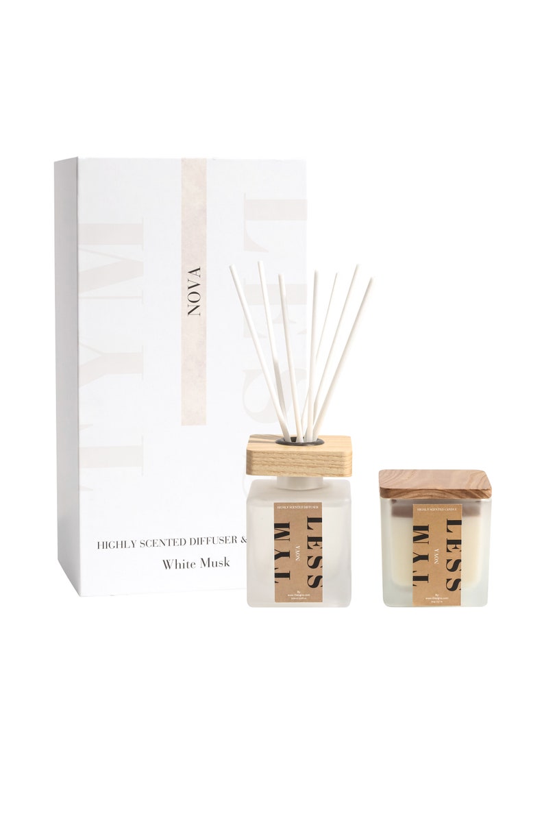 Aromatic Home Spa Set - Musk Reed Diffuser With Relaxing Candle Duo ...