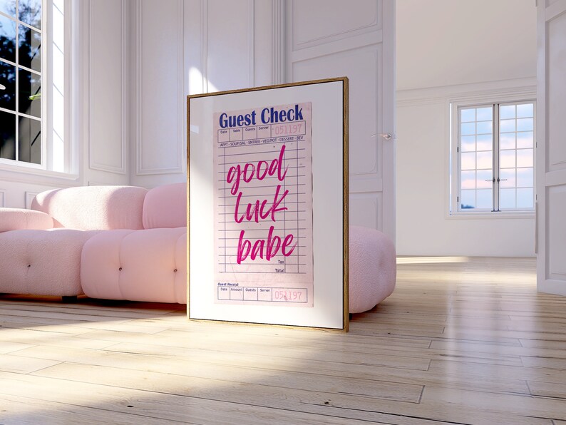 Good Luck Babe Guest Check Print Pink Chappell Roan Poster Girly Room ...