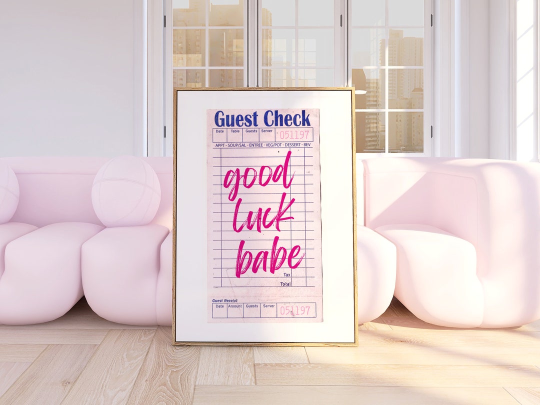 Good Luck Babe Guest Check Print Pink Chappell Roan Poster Girly Room ...