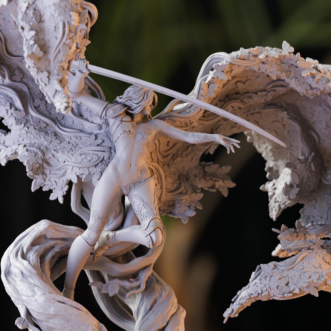 WINGED SWORD - Paintable Figure | Highly Detailed 12K 3D Printed Statue ...