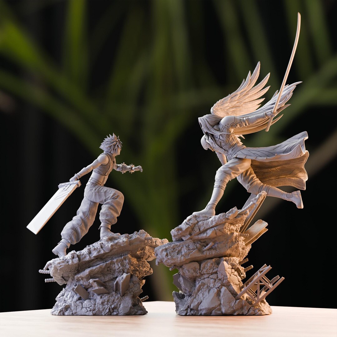 EPIC BATTLE - Final Fantasy VII | Paintable Figure | Highly Detailed ...