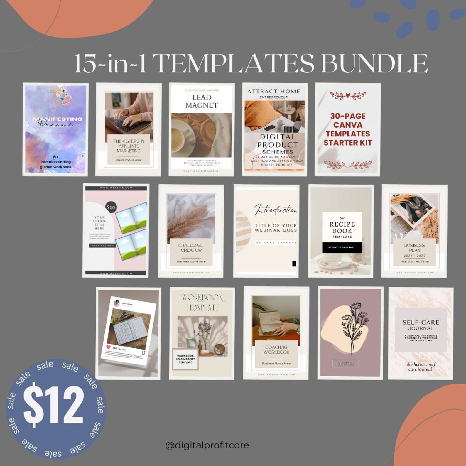 15-in-1 Template Bundle Digital Products, Ebook Canva Templates ...
