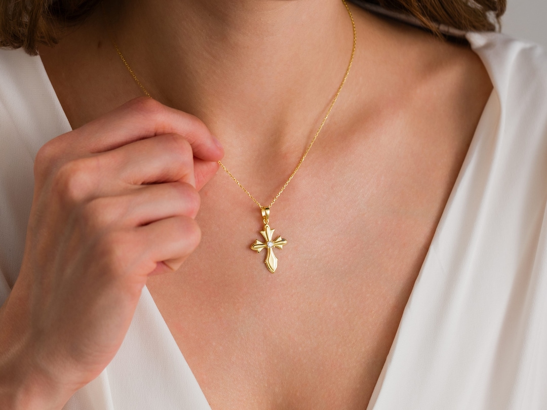 Sterling Silver Cross Necklace for Woman , Religious Pendant Necklace ...