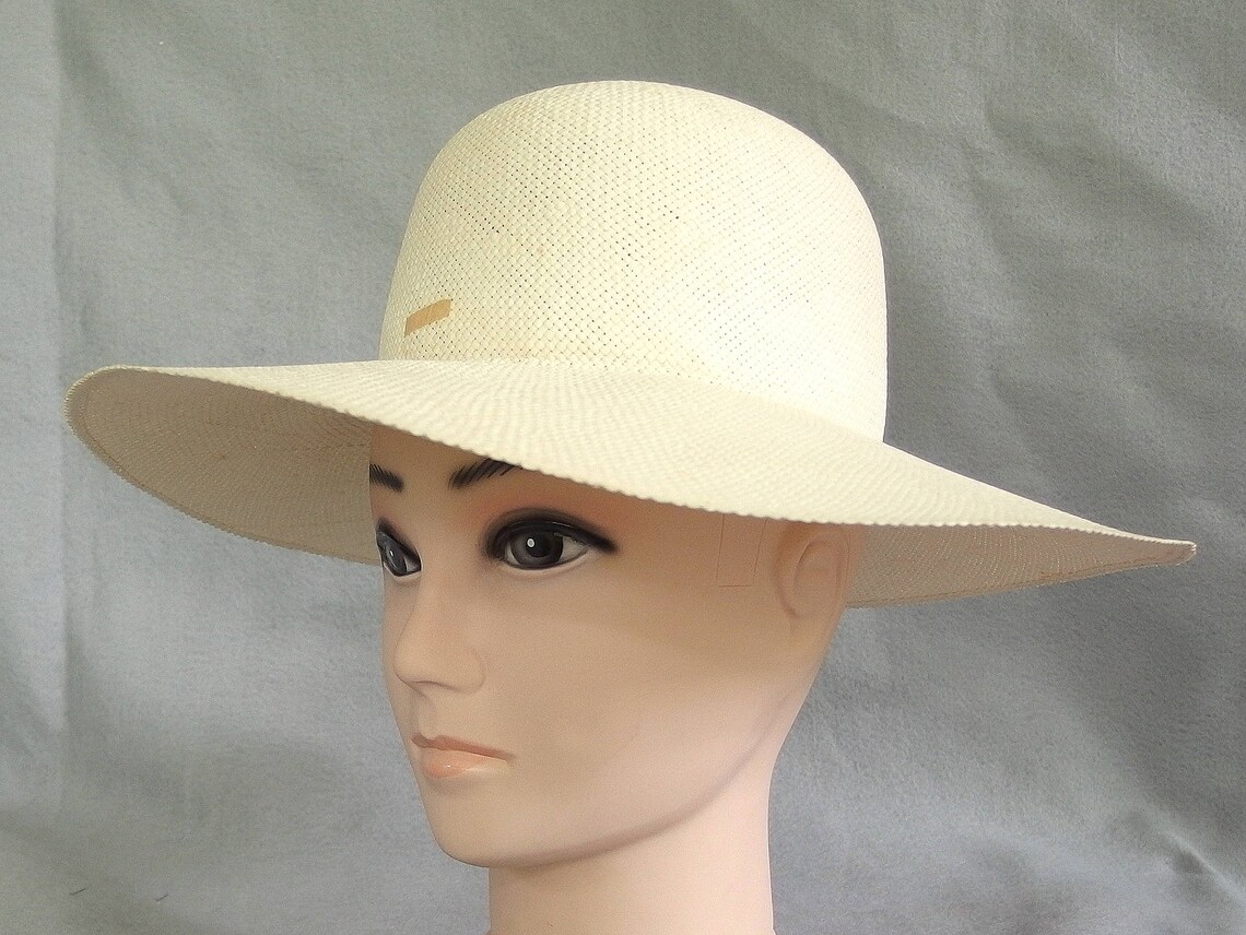 Vintage Ivory Straw Hat Wide Brimmed Summer Hat With Multiple | Etsy