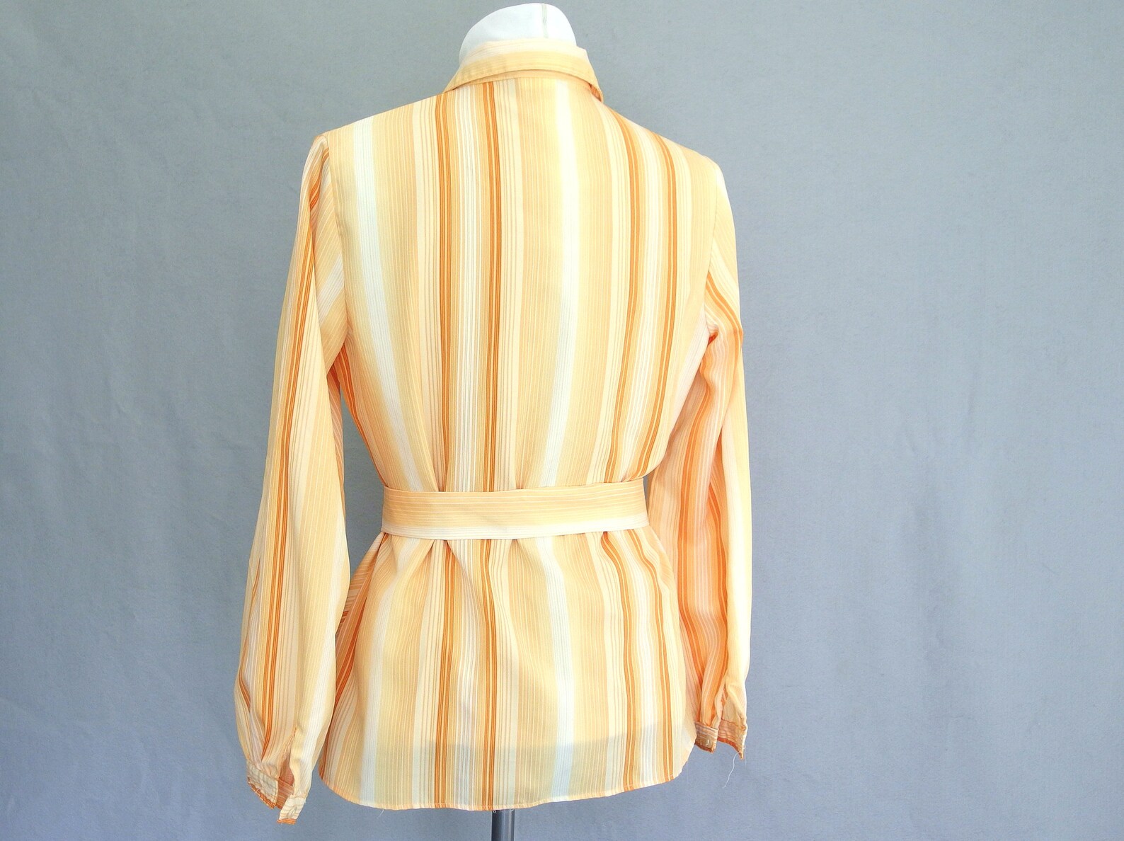 Striped Vintage Blouse, 1970's Long Sleeved Gold Stripe Top, Fits Size ...