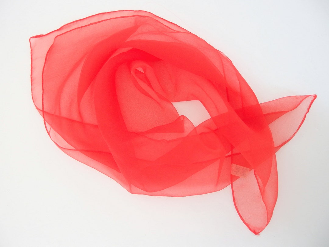 Vintage Sheer Red Nylon Scarf - Square Head Scarf, 25 Inches - Etsy