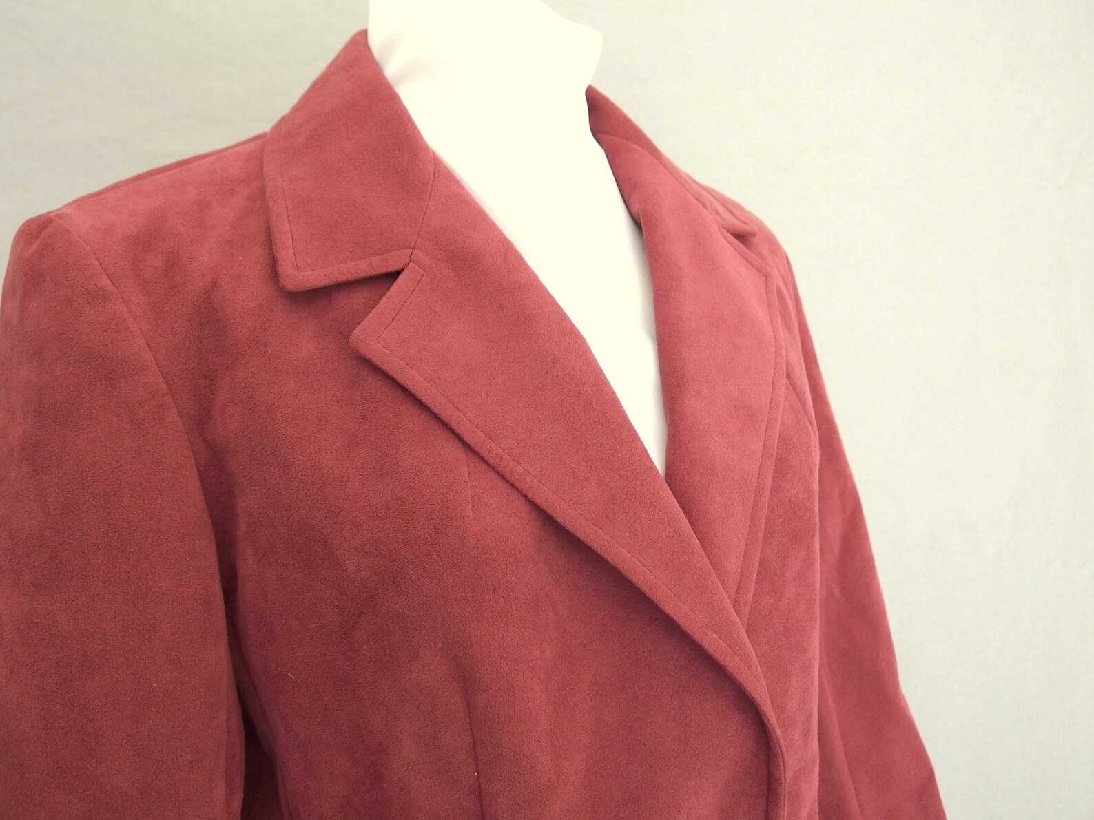 Rust Ultrasuede Blazer, Vintage Faux Suede Light Brick Red Jacket by ...