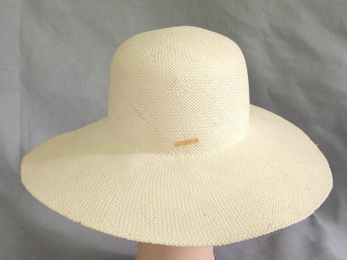 Vintage Ivory Straw Hat Wide Brimmed Summer Hat With Multiple | Etsy