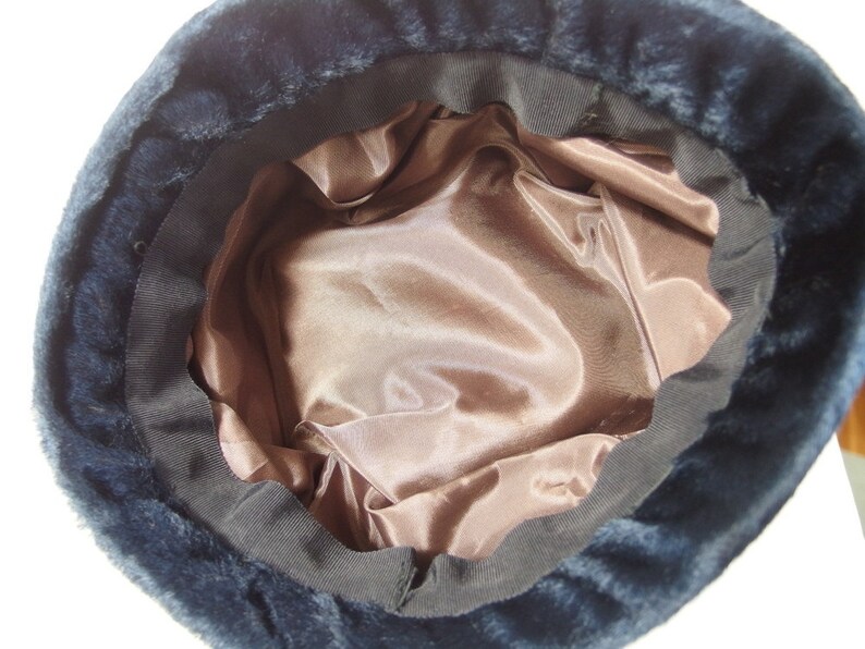 Vintage Navy Blue Faux Fur Tall Pillbox Hat Blue Toque - Etsy