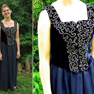 Upcycled Two Piece Navy Blue Prom Dress Formal, Vest and Skirt, Fits ...