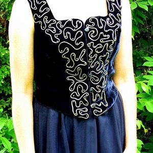Upcycled Two Piece Navy Blue Prom Dress Formal, Vest and Skirt, Fits ...