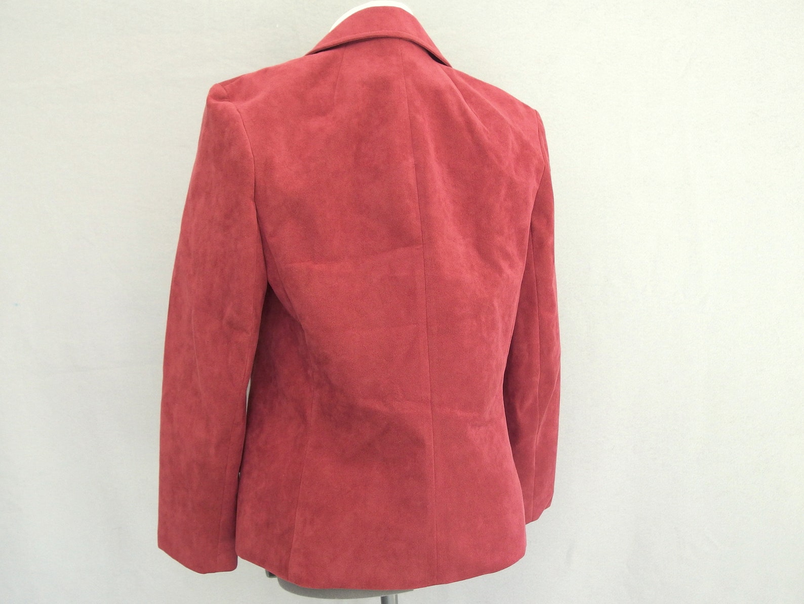 Rust Ultrasuede Blazer, Vintage Faux Suede Light Brick Red Jacket by ...