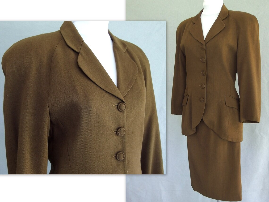 Brown 1980's Suit Vintage Fitted Structured 2 Piece | Etsy
