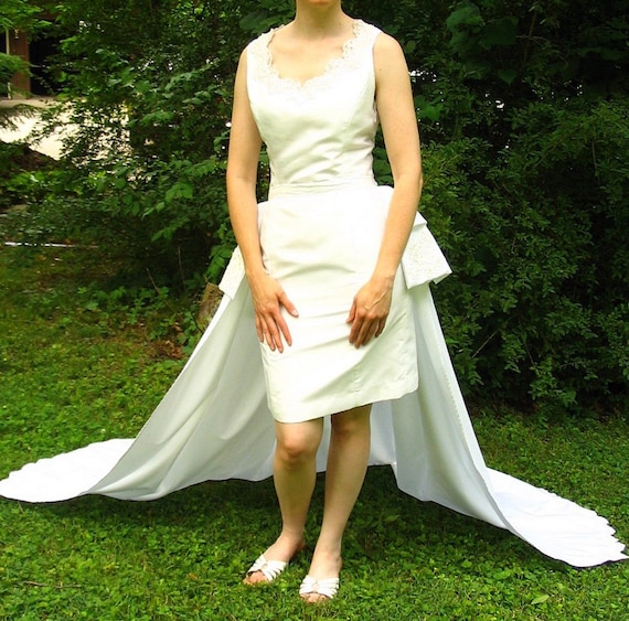 Eco Wedding Dress with Detachable Train, Upcycled Ref… - Gem