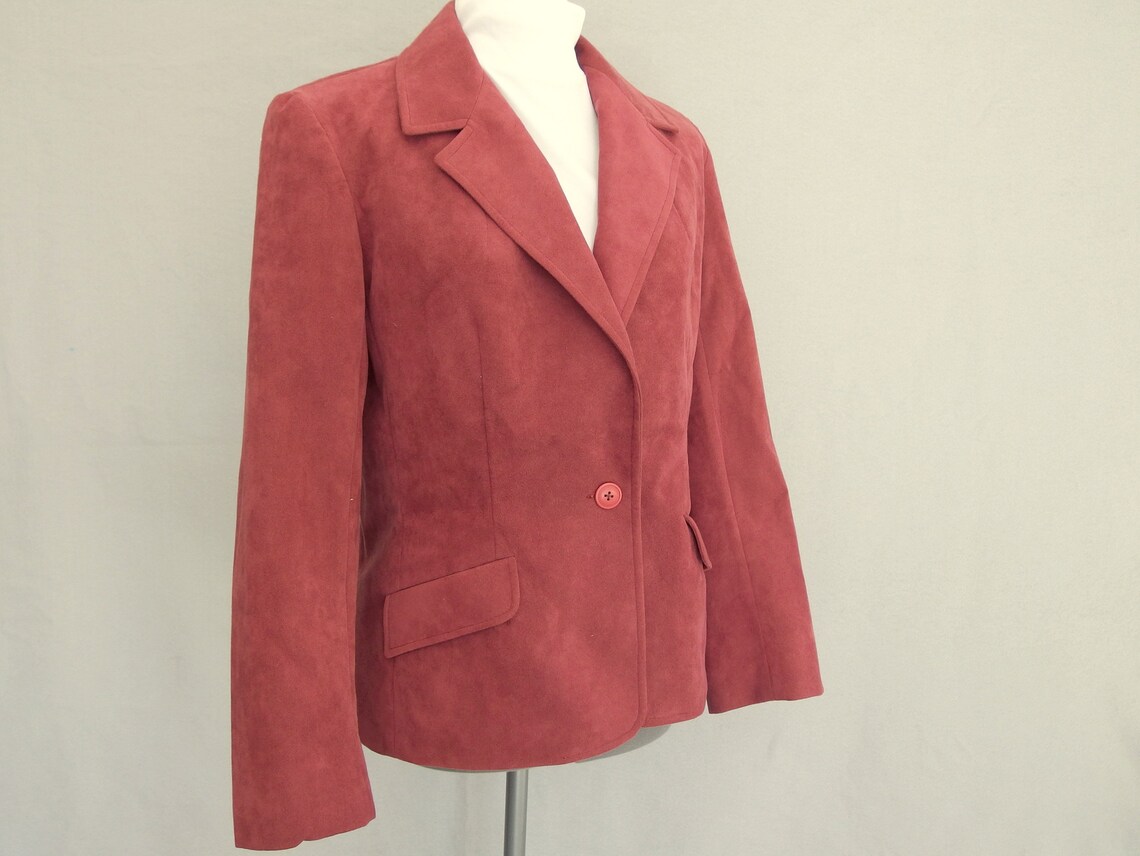 Rust Ultrasuede Blazer Vintage Faux Suede Light Brick Red | Etsy