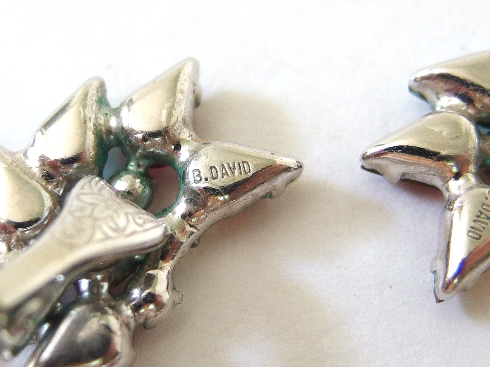 Colorful B. David Rhinestone Crown Brooch and Clip on Earrings ...