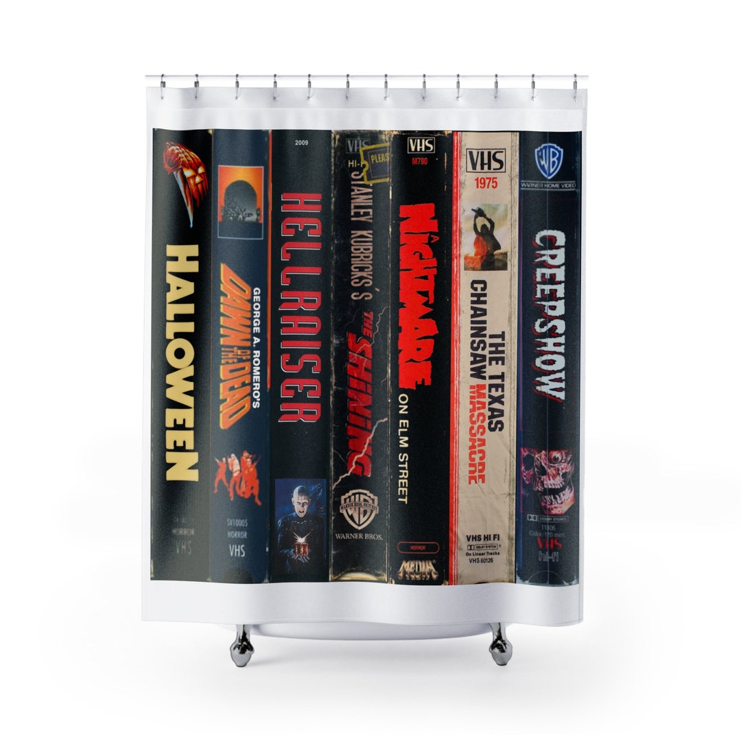 Horror Theme Shower Curtains, Shower Curtain, VHS Tape, Horror Theme ...