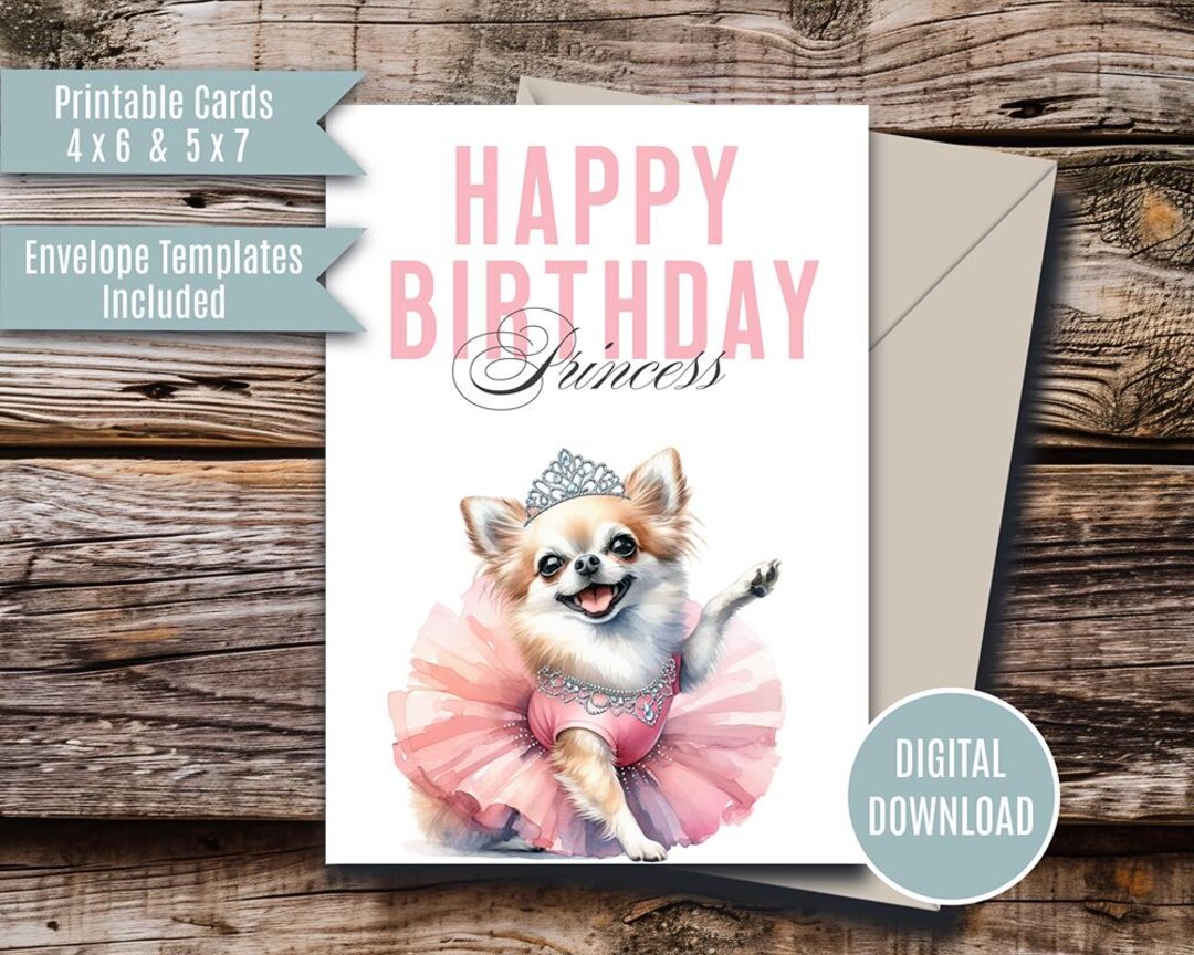 Cute Chihuahua Birthday Card for Your Princess | Chihuahua in a Tutu ...