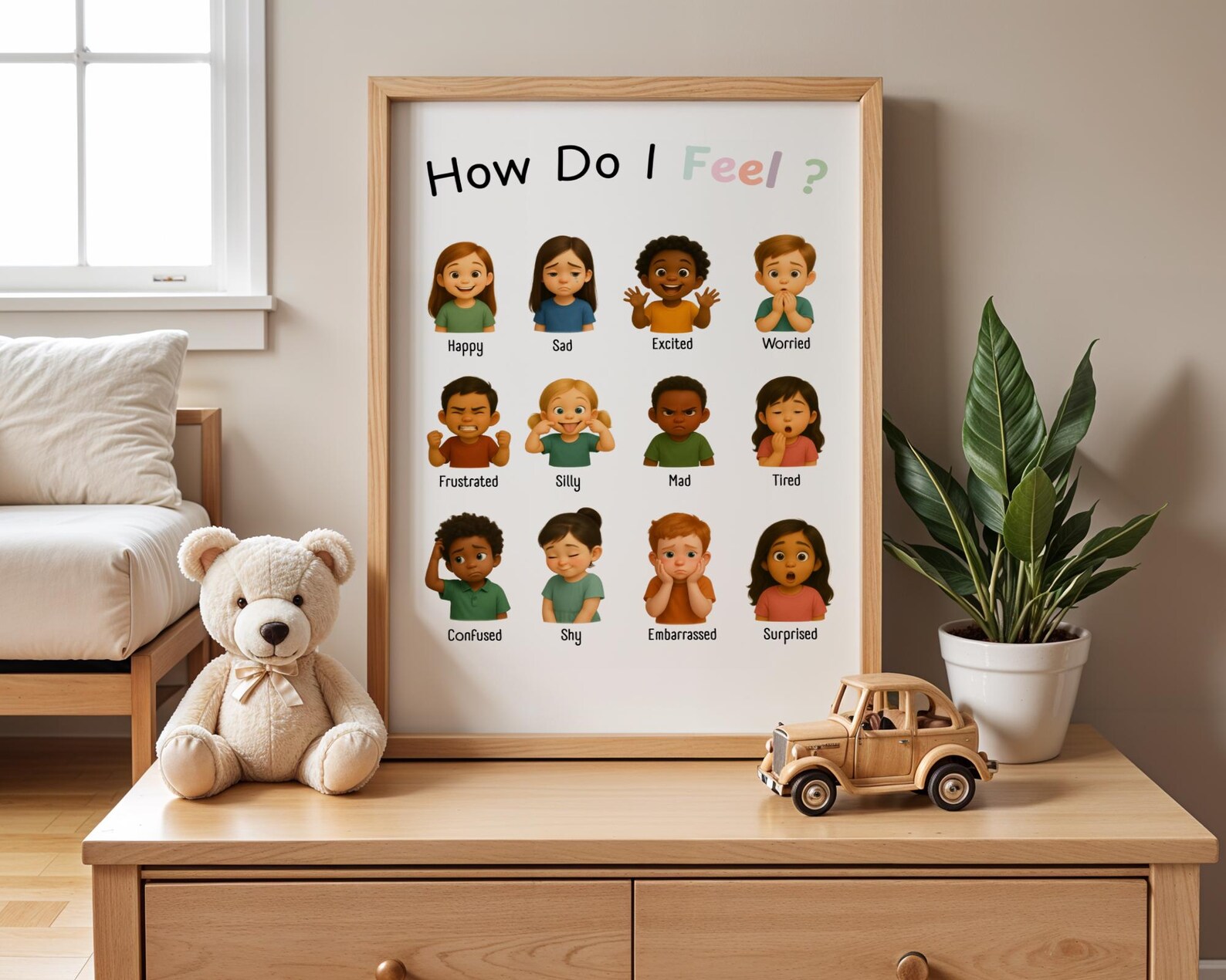 Inclusive Kids Emotions Chart: Feelings Guide, Calm Down Corner (PDF ...