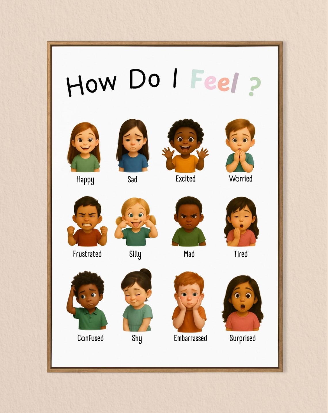 Printable Emotions Chart for Kids | Feelings Poster for Preschool ...