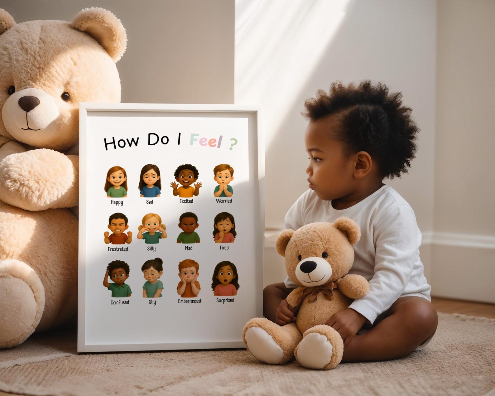 Inclusive Kids Emotions Chart: Feelings Guide, Calm Down Corner (PDF ...