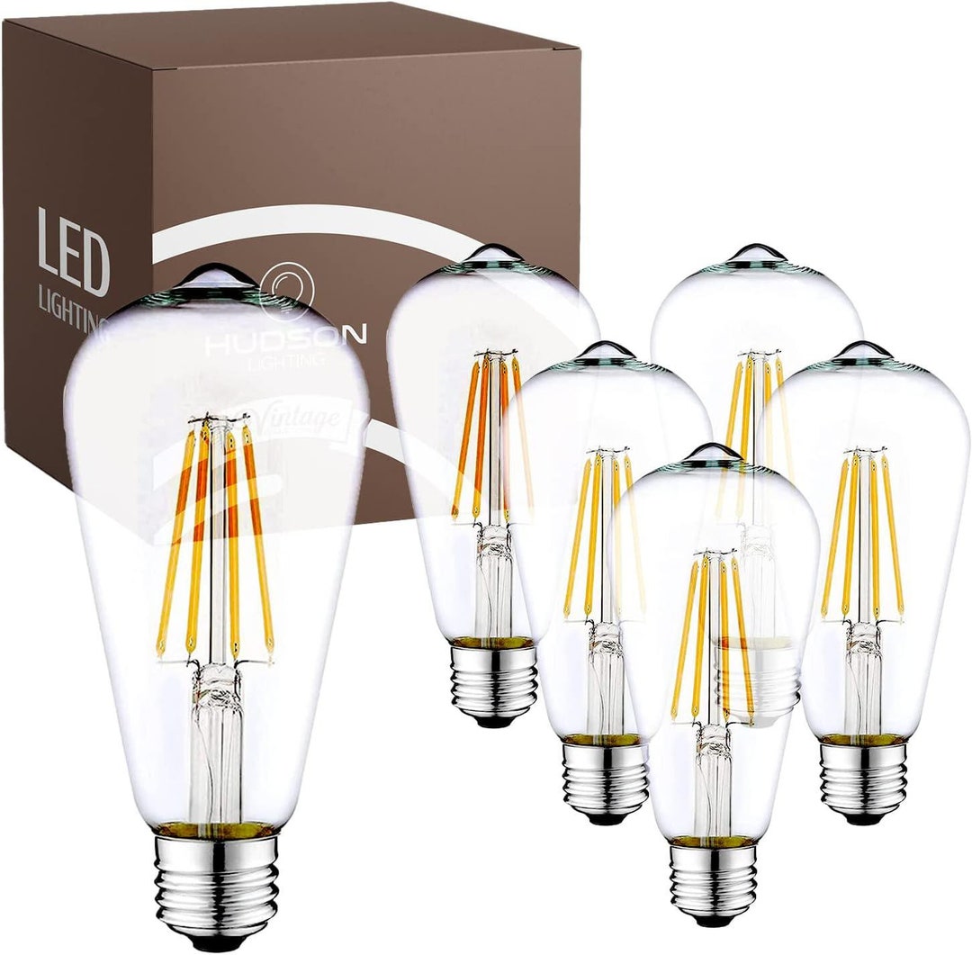 Hudson Vintage LED Edison Light Bulbs 60W (6 Pack)- E26/E27 Base 2200K ...
