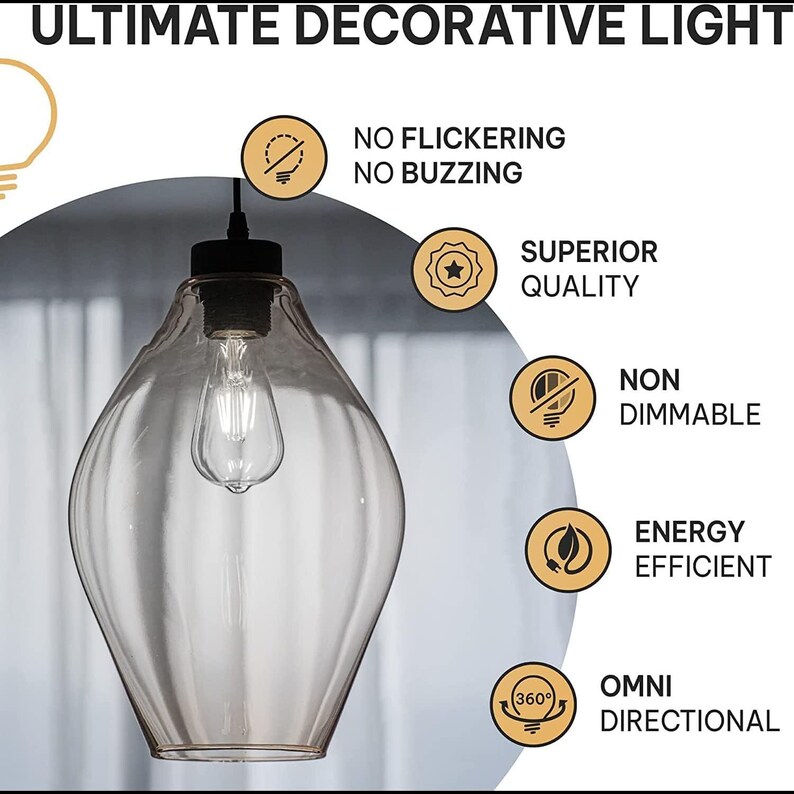 Hudson Vintage LED Edison Light Bulbs 60W (6 Pack)- E26/E27 Base 2200K ...