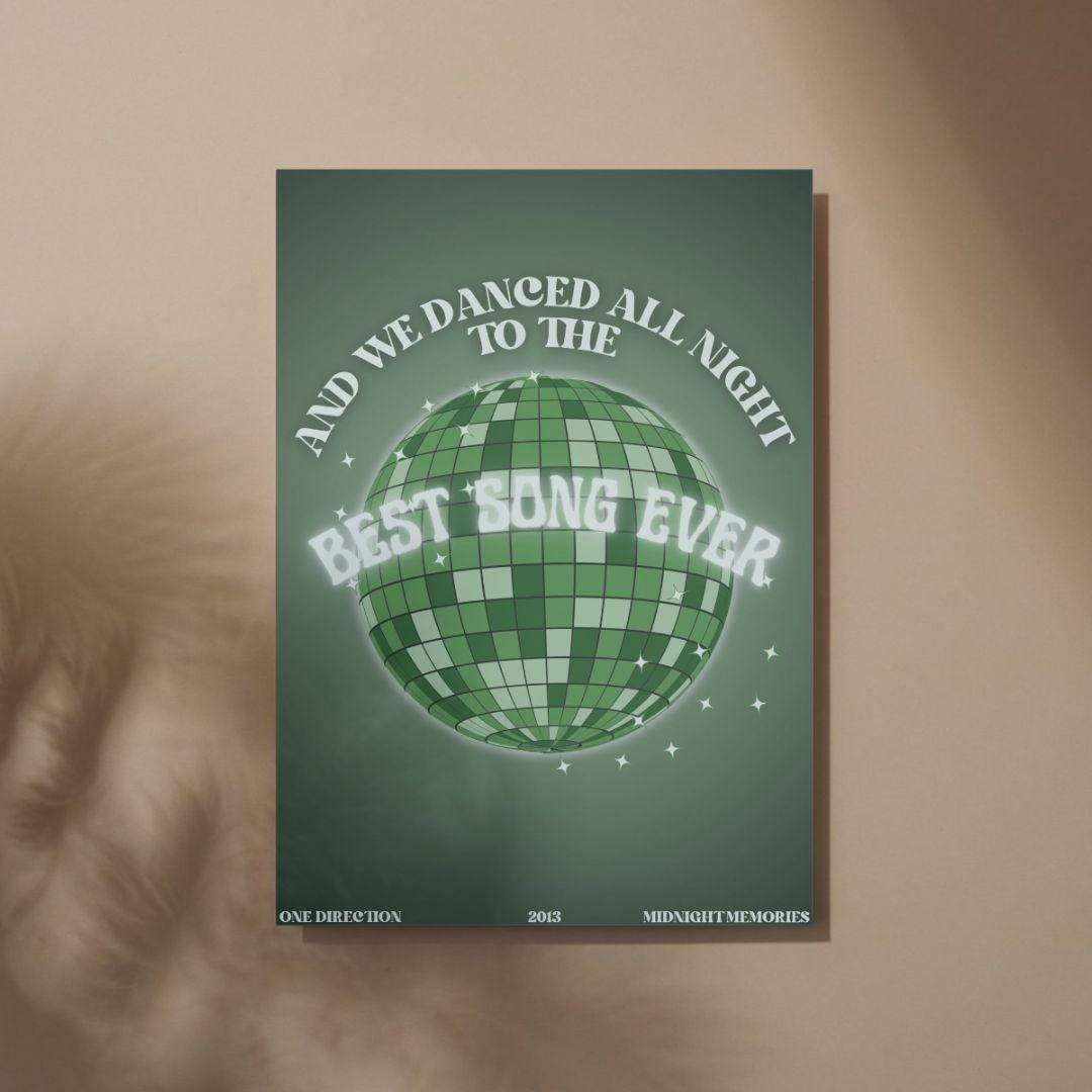 One Direction BEST SONG EVER Lyrics Poster | Wall Art | Digital ...