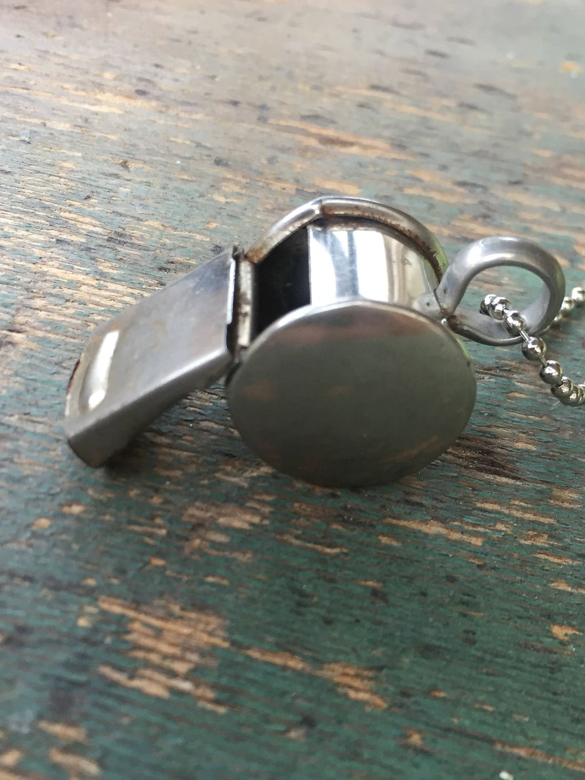 Charms on Chain, Vintage Silver Toned Whistle on Base Metal Ball Chain ...
