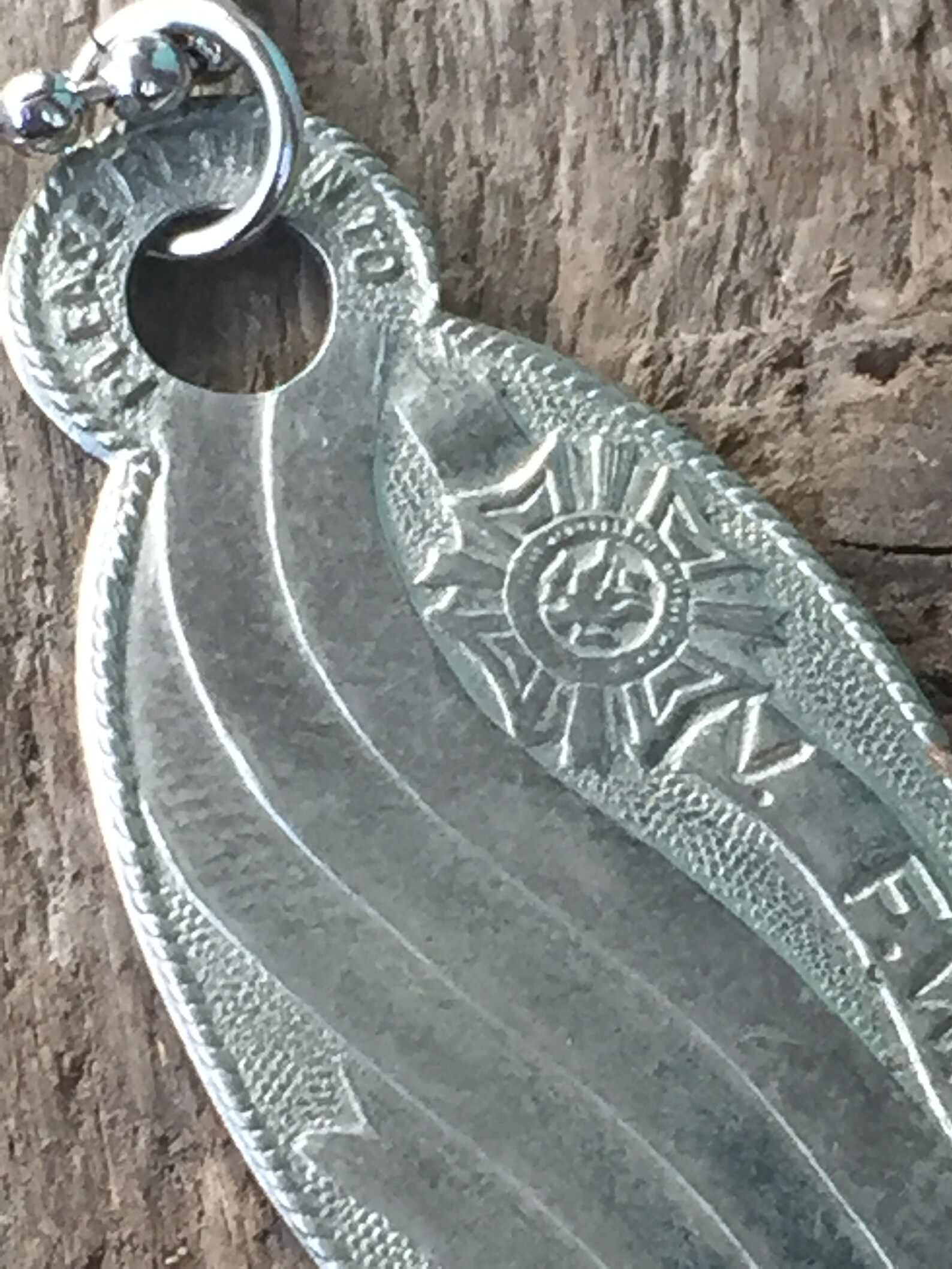 Charms on Chain, Vintage Return Key Tag on Base Metal Ball Chain ...