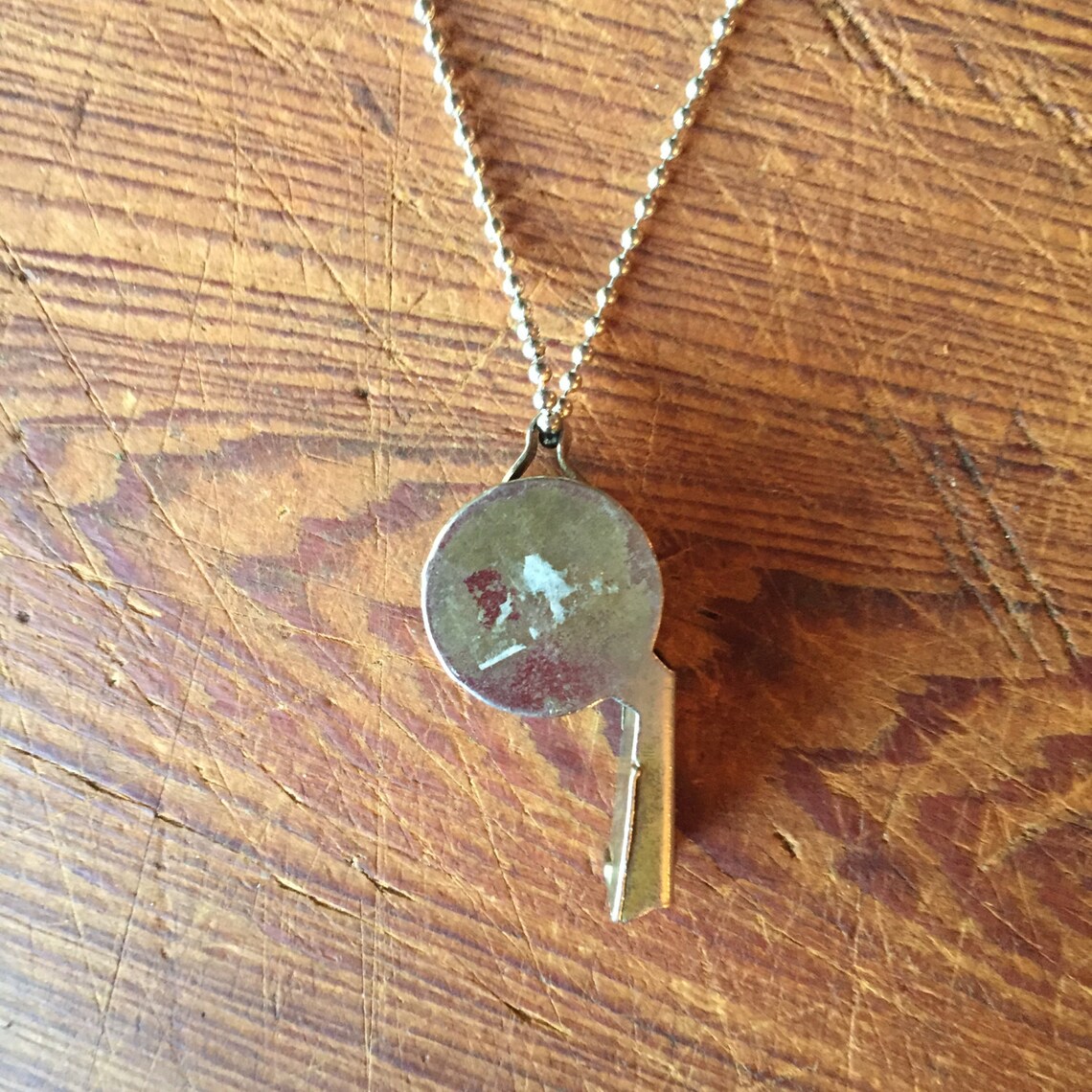 Charms on Chain, Vintage Silver Toned Whistle on Base Metal Ball Chain ...