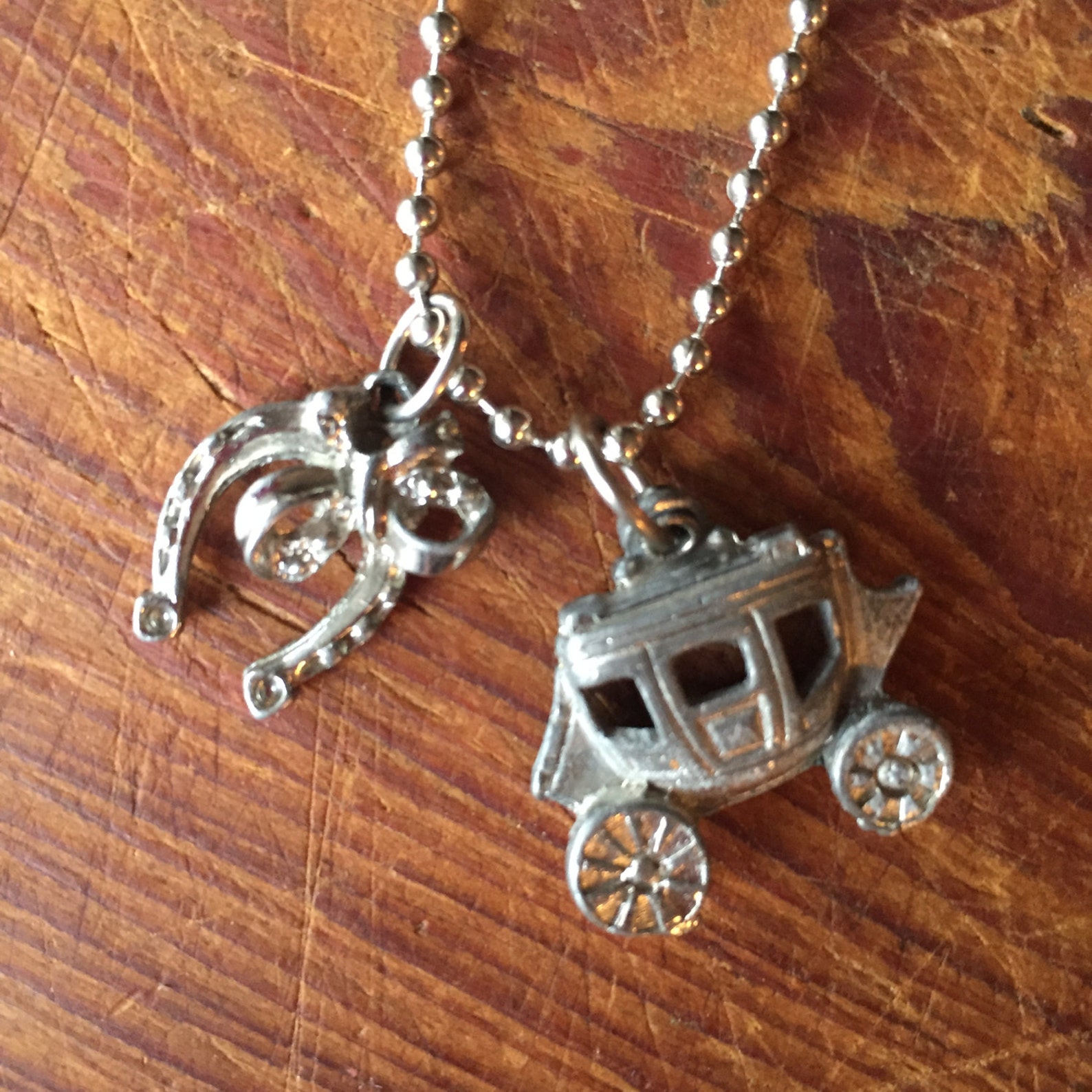 Charms on Chain Vintage Cowboy or Western Charms on Base Metal Ball ...