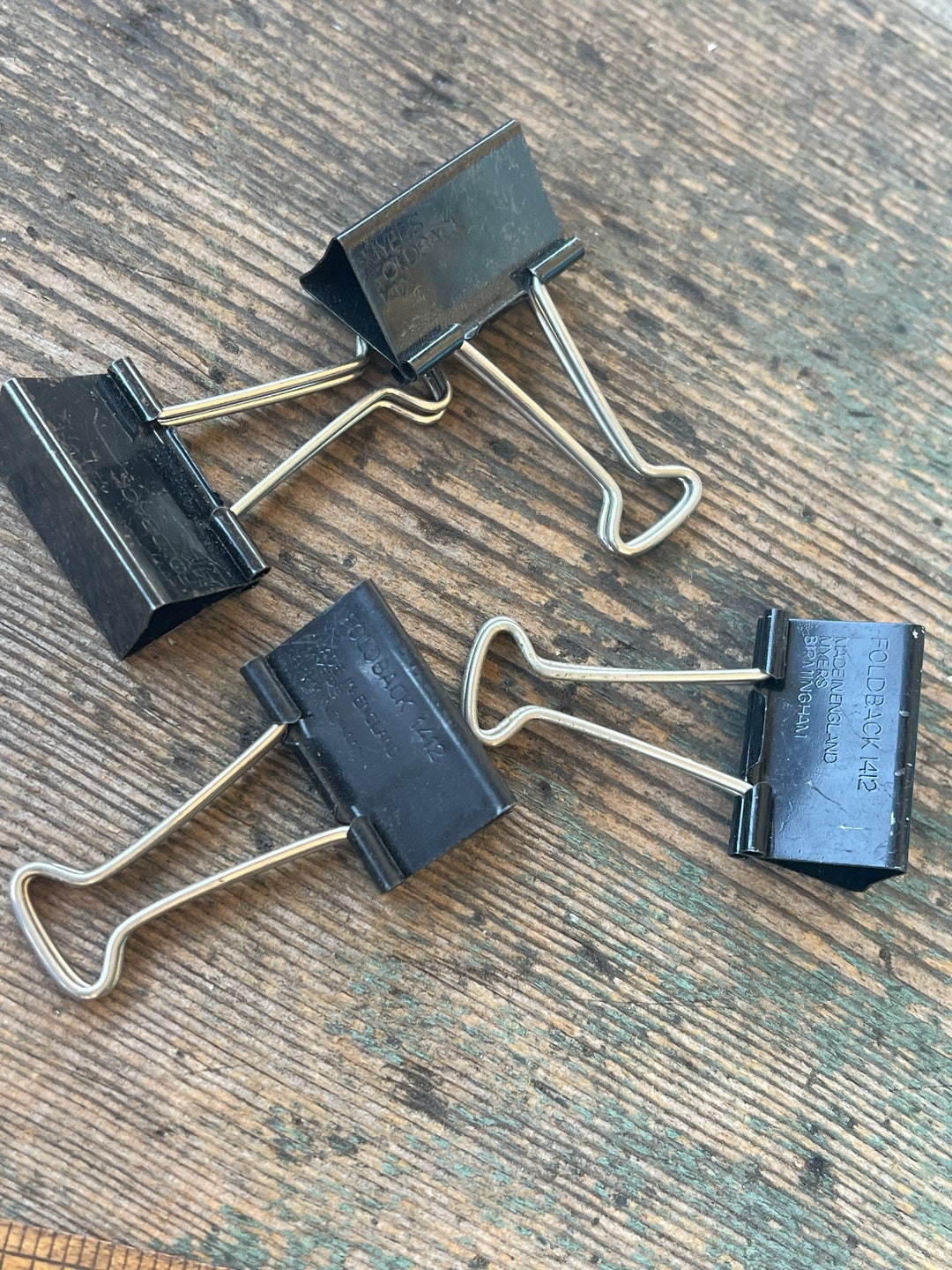 Single Vintage British Industrial Fold Back Bulldog Office Clips, Rust ...