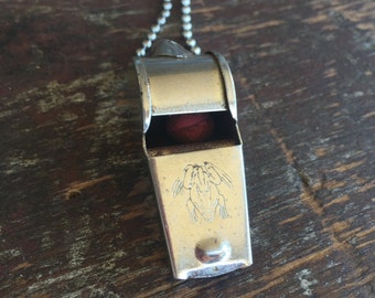 Charms on Chain Vintage Silver Toned Whistle on Base Metal - Etsy