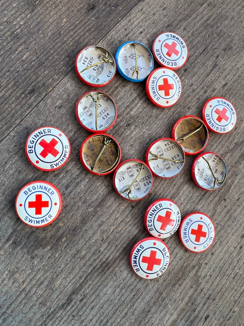Antique Beginner Swimmer Red Cross Pin, American Pin, Assemblage Art ...
