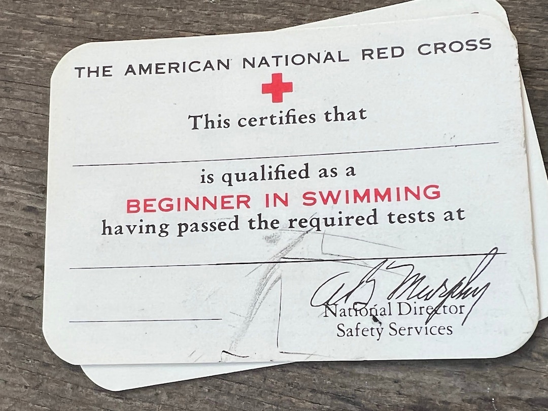 Antique American Red Cross Beginner Swimmer Certification Card ...