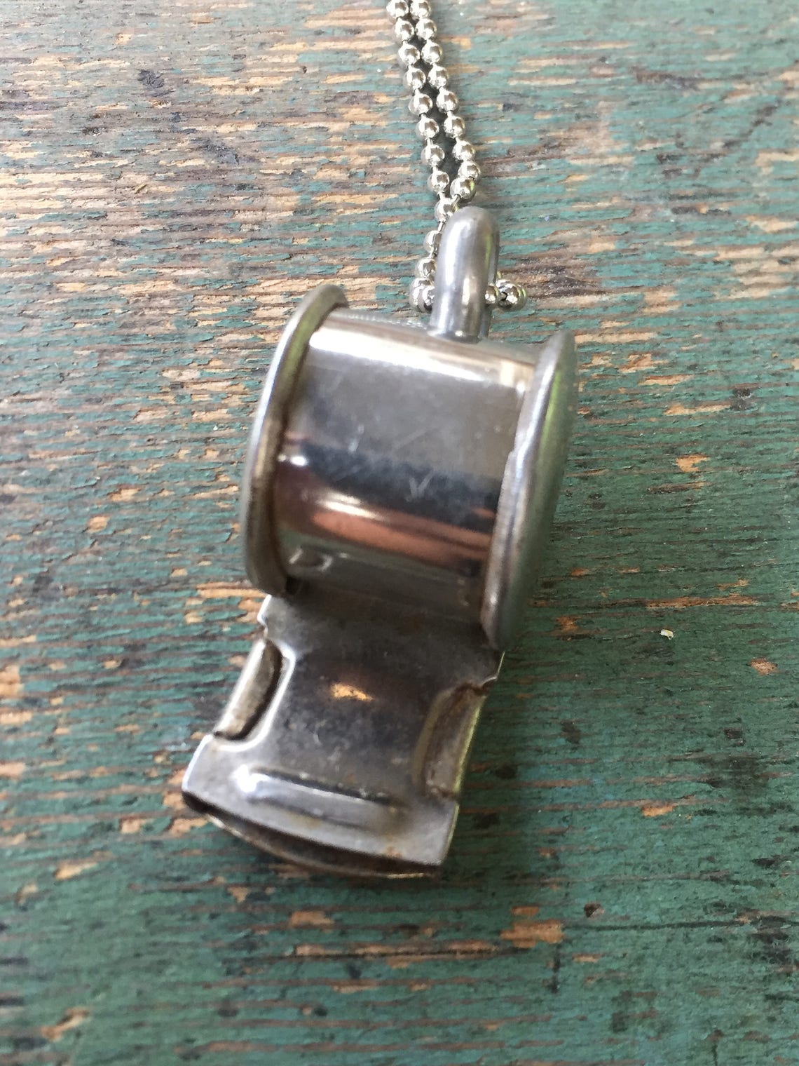 Charms on Chain, Vintage Silver Toned Whistle on Base Metal Ball Chain ...