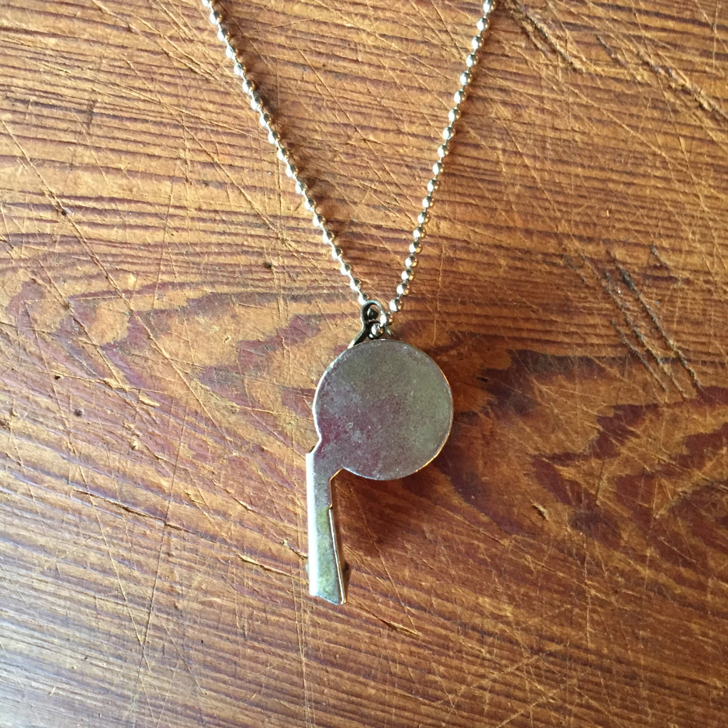 Charms on Chain, Vintage Silver Toned Whistle on Base Metal Ball Chain ...