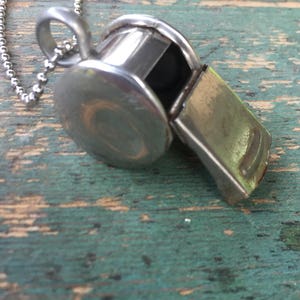 Charms on Chain, Vintage Silver Toned Whistle on Base Metal Ball Chain ...