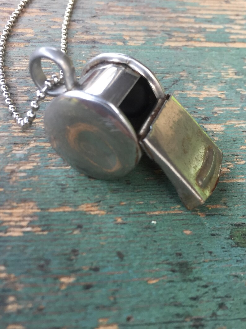 Charms on Chain, Vintage Silver Toned Whistle on Base Metal Ball Chain ...